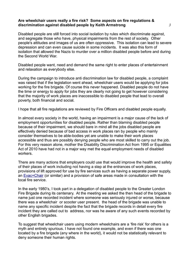 Are wheelchair users really a fire risk by keith armstrong | PDF