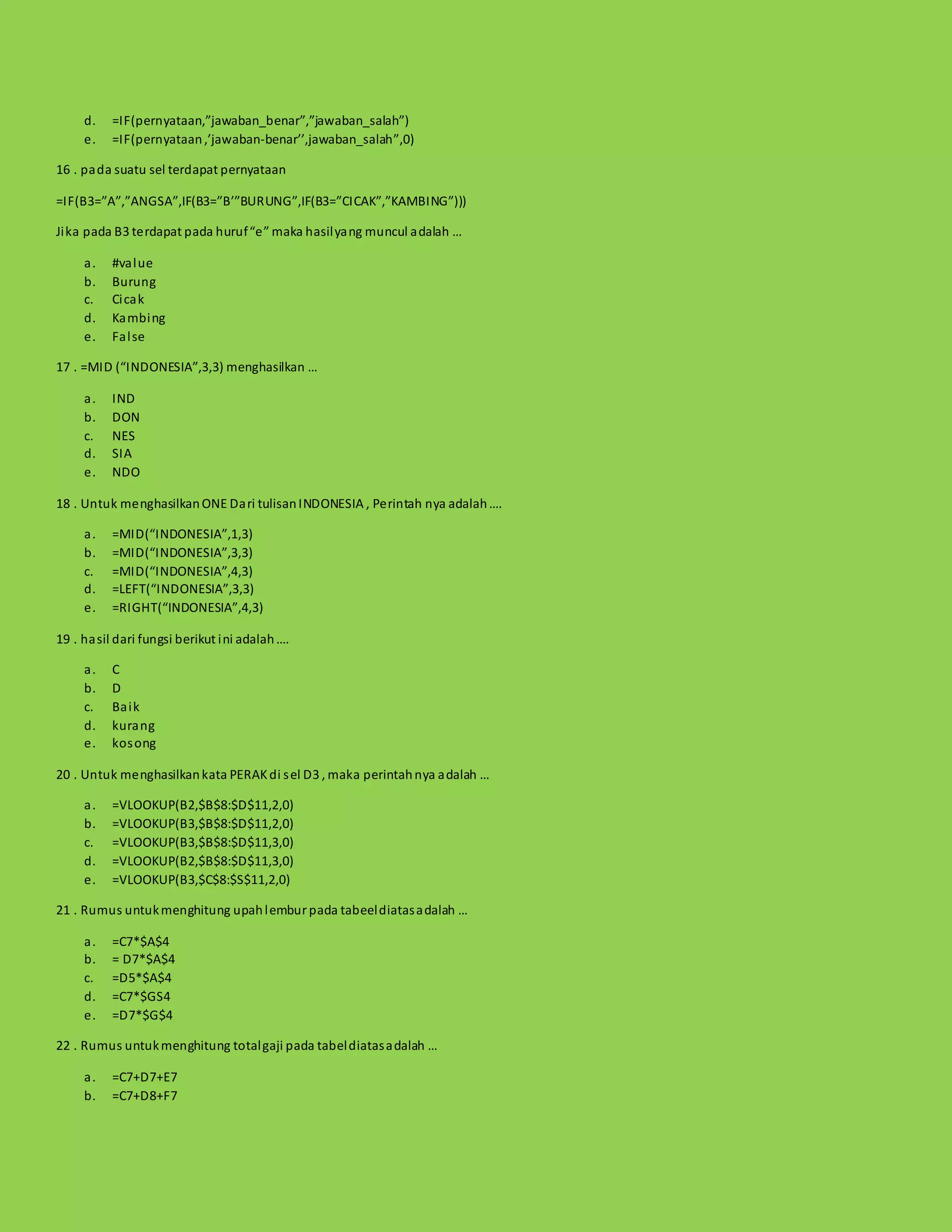 SOAL UKK EXCEL SM 2 KELAS XI | DOCX