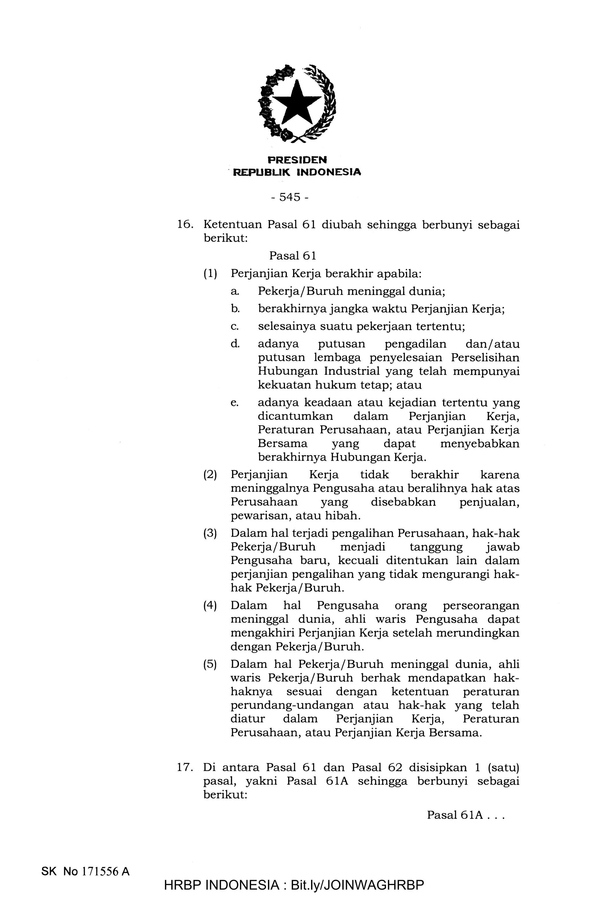 UU No. 6 Tahun 2023 Tentang Penetapan Perpu No. 2 Tahun 2022 Tentang Cipta Kerja Menjadi Undang ...