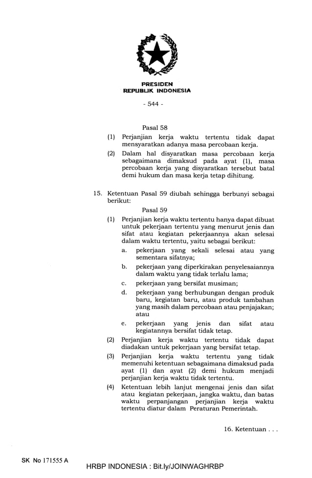 UU No. 6 Tahun 2023 Tentang Penetapan Perpu No. 2 Tahun 2022 Tentang Cipta Kerja Menjadi Undang ...