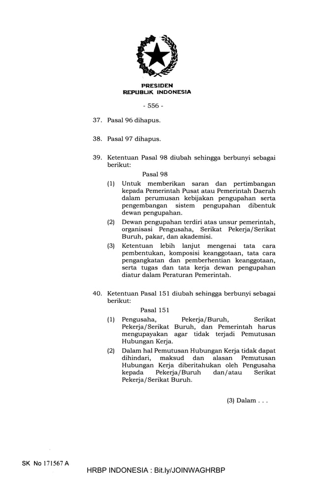 UU No. 6 Tahun 2023 Tentang Penetapan Perpu No. 2 Tahun 2022 Tentang Cipta Kerja Menjadi Undang ...