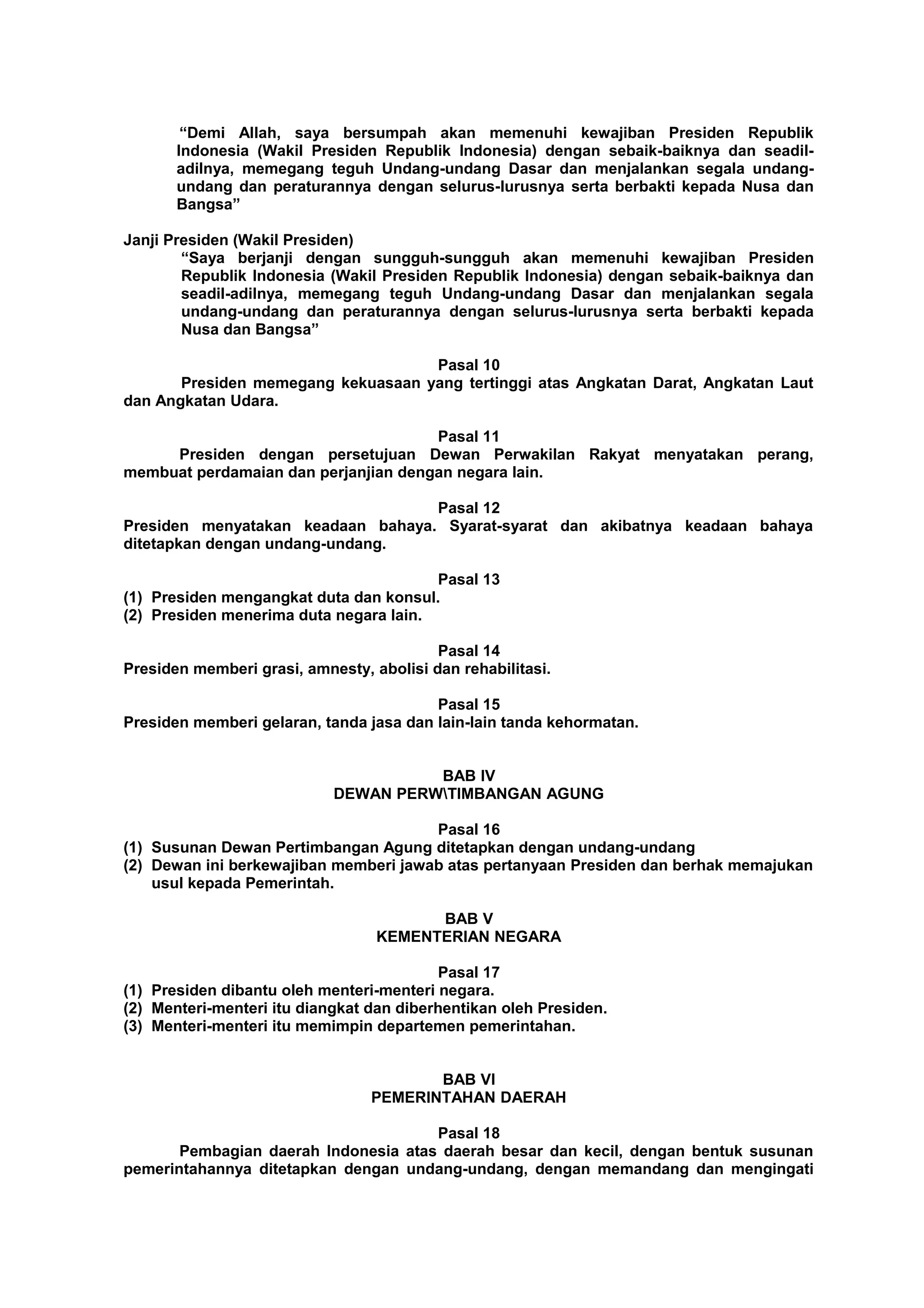 UUD RI Tahun 1945 | PDF