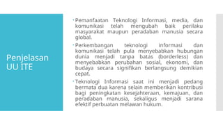 Perkembangan Undang-Undang ITE sampai sekarang | PPT