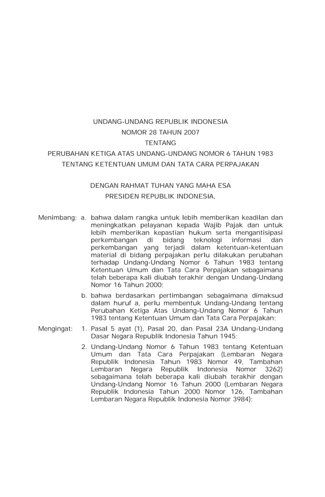 Uu Kup 28 2007 Batang Tubuh | PDF