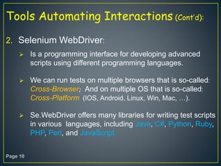 تست وب اپ ها با سلنیوم - علیرضا عظیم زاده میلانی | PPT