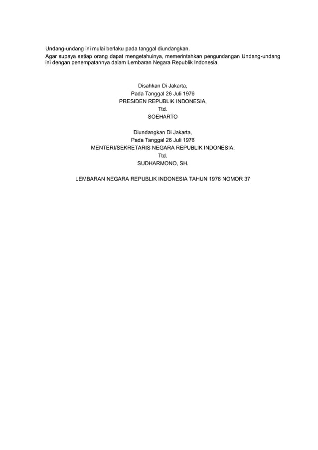 UU No. 8 Tahun 1976 Tentang Pengesahan Konvensi Tunggal Narkotika | PDF
