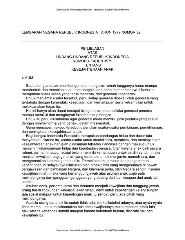Uu no. 4 tahun 1979 idn journal | PDF