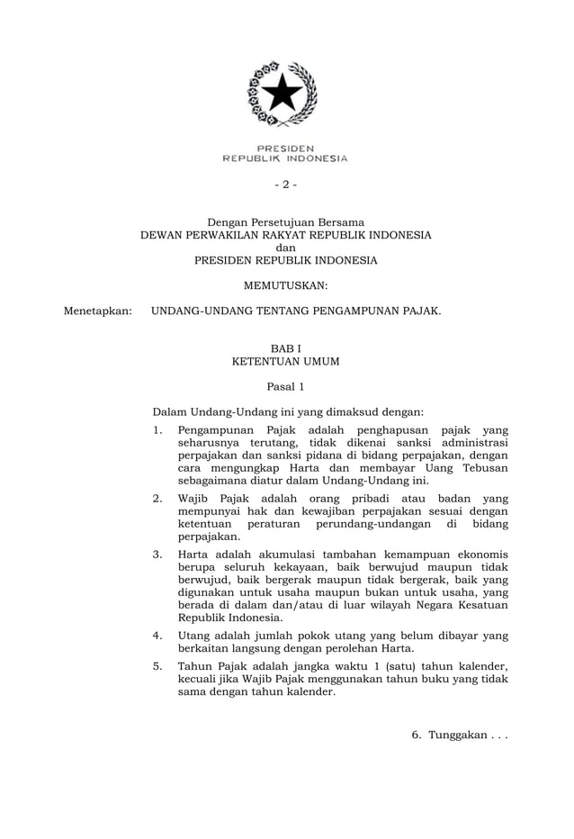 UU no.11 th_2016 Pengampunan Pajak | PDF