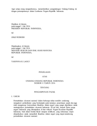 Uu no.11 th 2016 pengampunan pajak | PDF