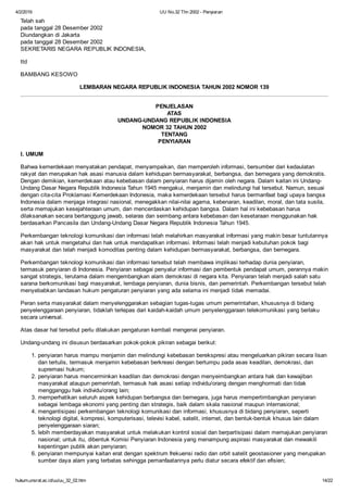 Uu no.32 thn 2002 penyiaran | PDF