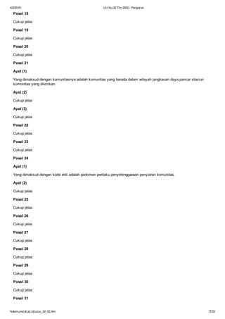Uu no.32 thn 2002 penyiaran | PDF