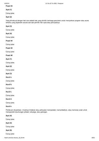 Uu no.32 thn 2002 penyiaran | PDF