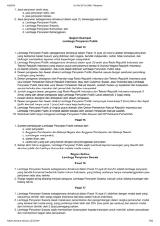 Uu no.32 thn 2002 penyiaran | PDF