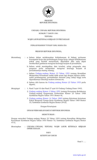 Uu no. 7 tahun 1981 tentang wlkp | PDF