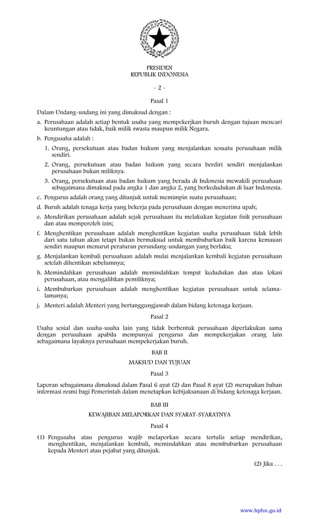 Uu no. 7 tahun 1981 tentang wlkp | PDF