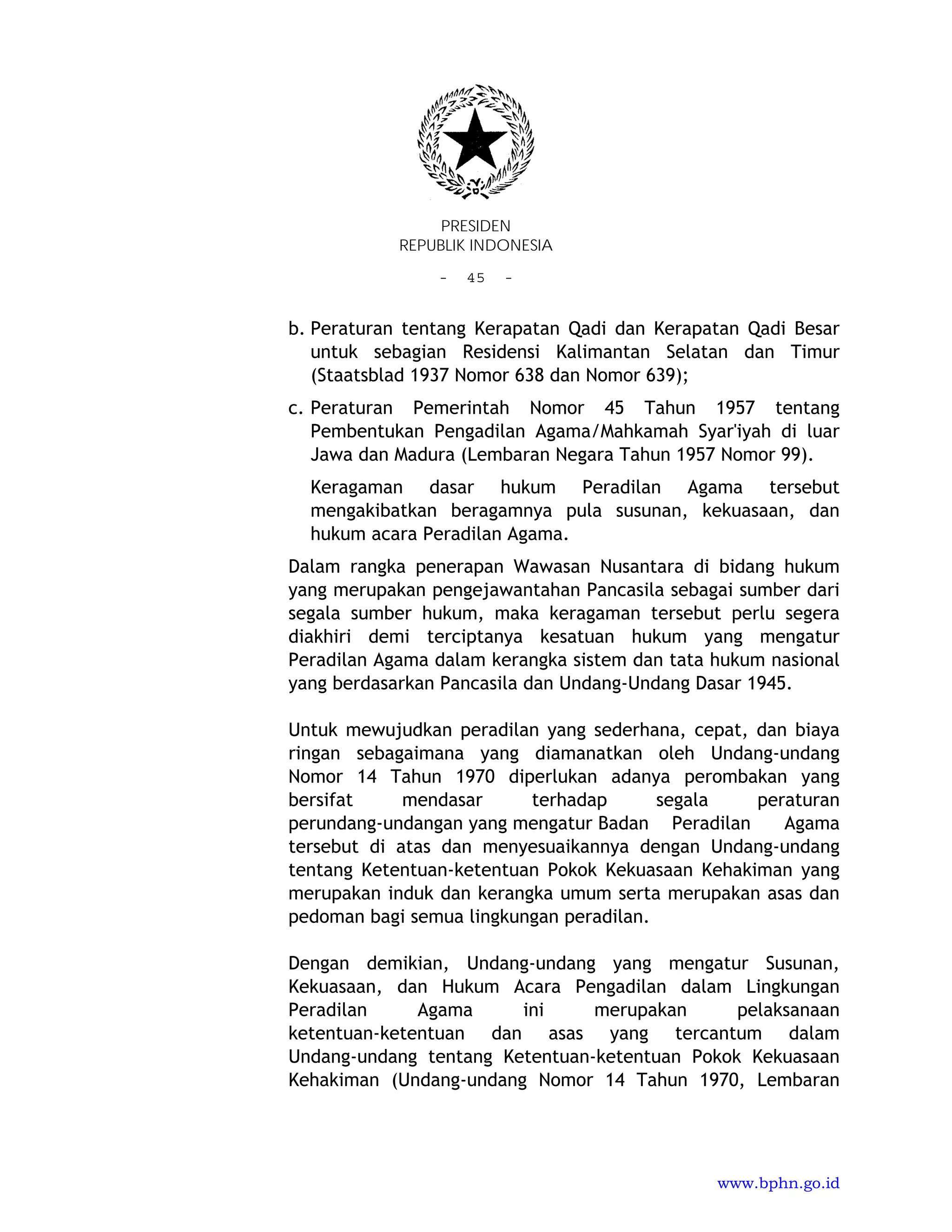 Uu no. 7 tahun 1989 tentang peradilan agama | PDF