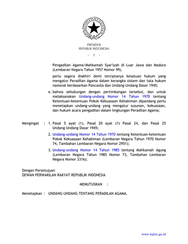 Uu no. 7 tahun 1989 tentang peradilan agama | PDF