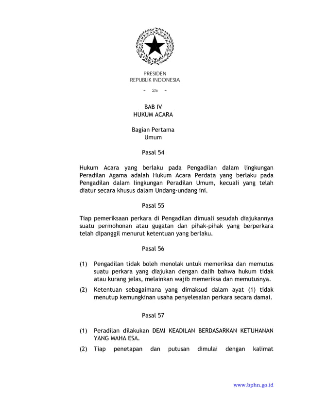 Uu no. 7 tahun 1989 tentang peradilan agama | PDF