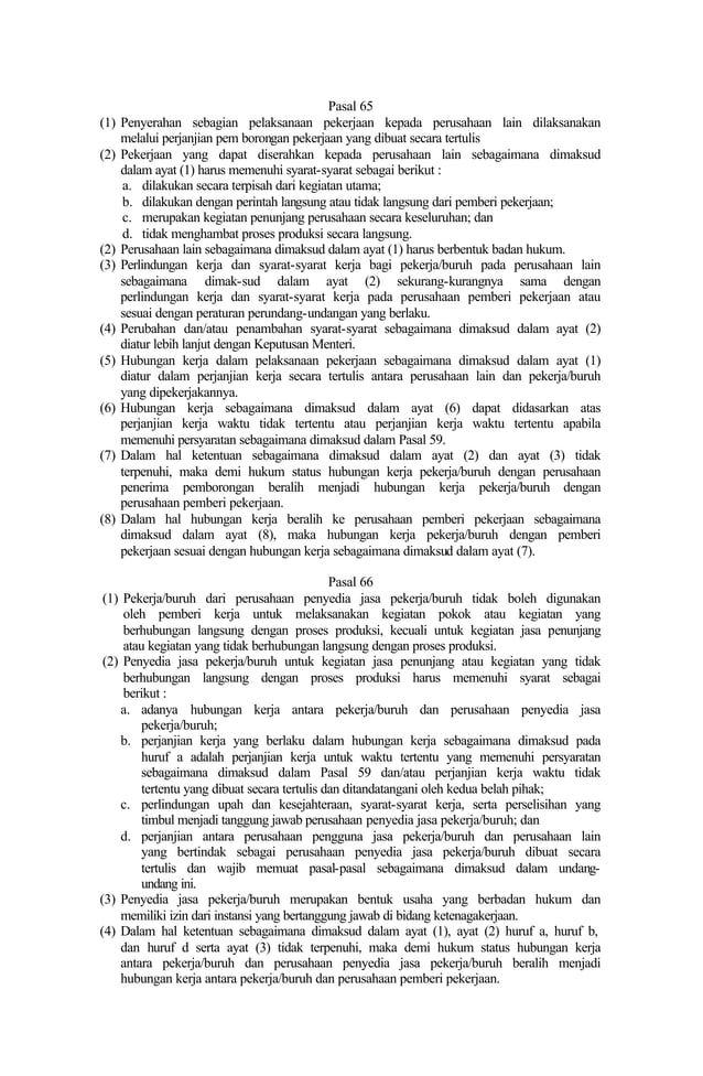 UU No. 13 Tahun 2003 Tentang Ketenagakerjaan | PDF