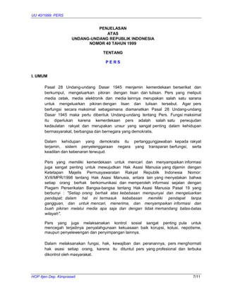 Uu no. 40_tahun_1999_tentang_pers_ | PDF