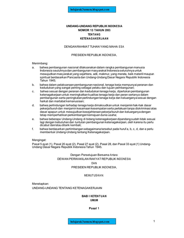 Uu no 13 Tahun 2003 | PDF