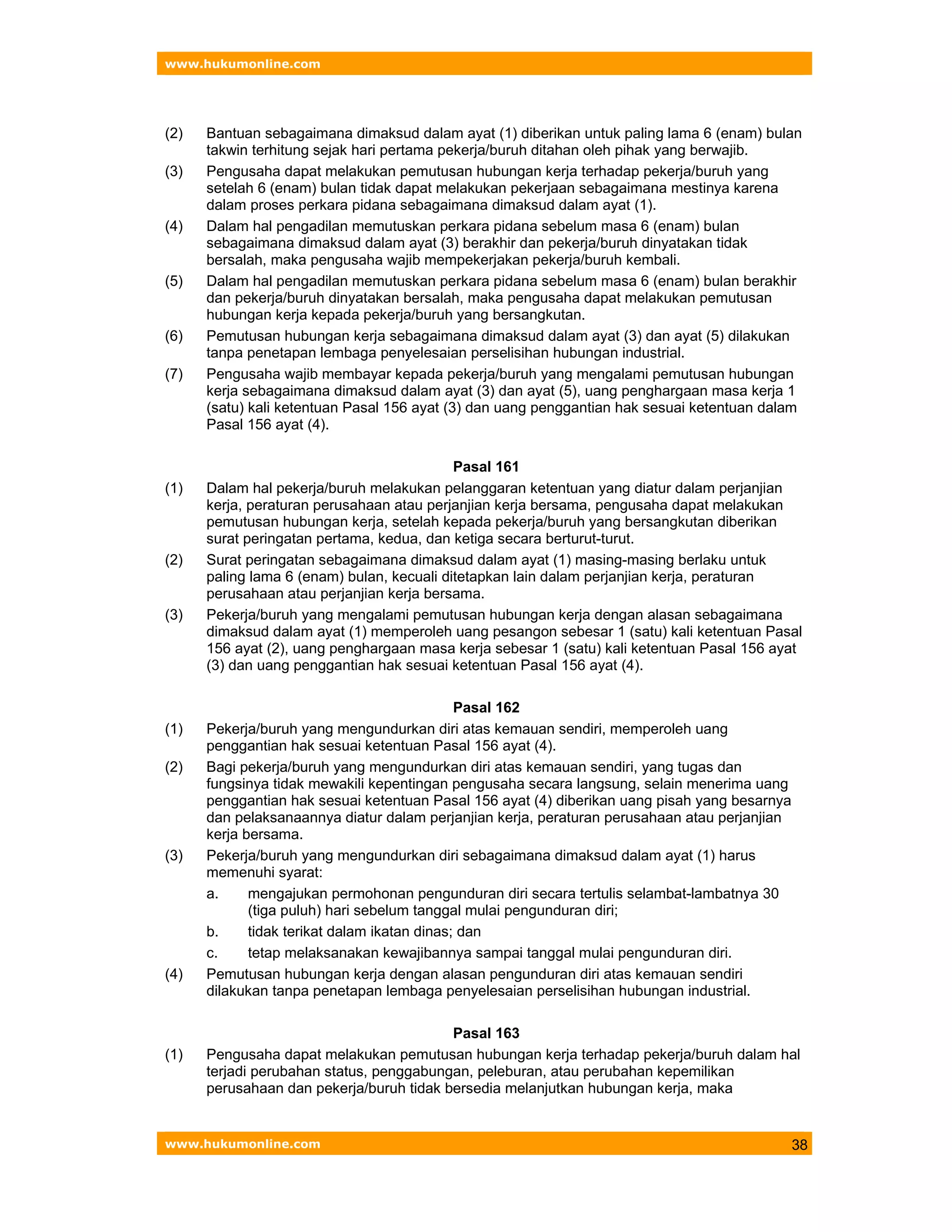 Uu no 13 tahun 2003 ketenagakerjaan | PDF