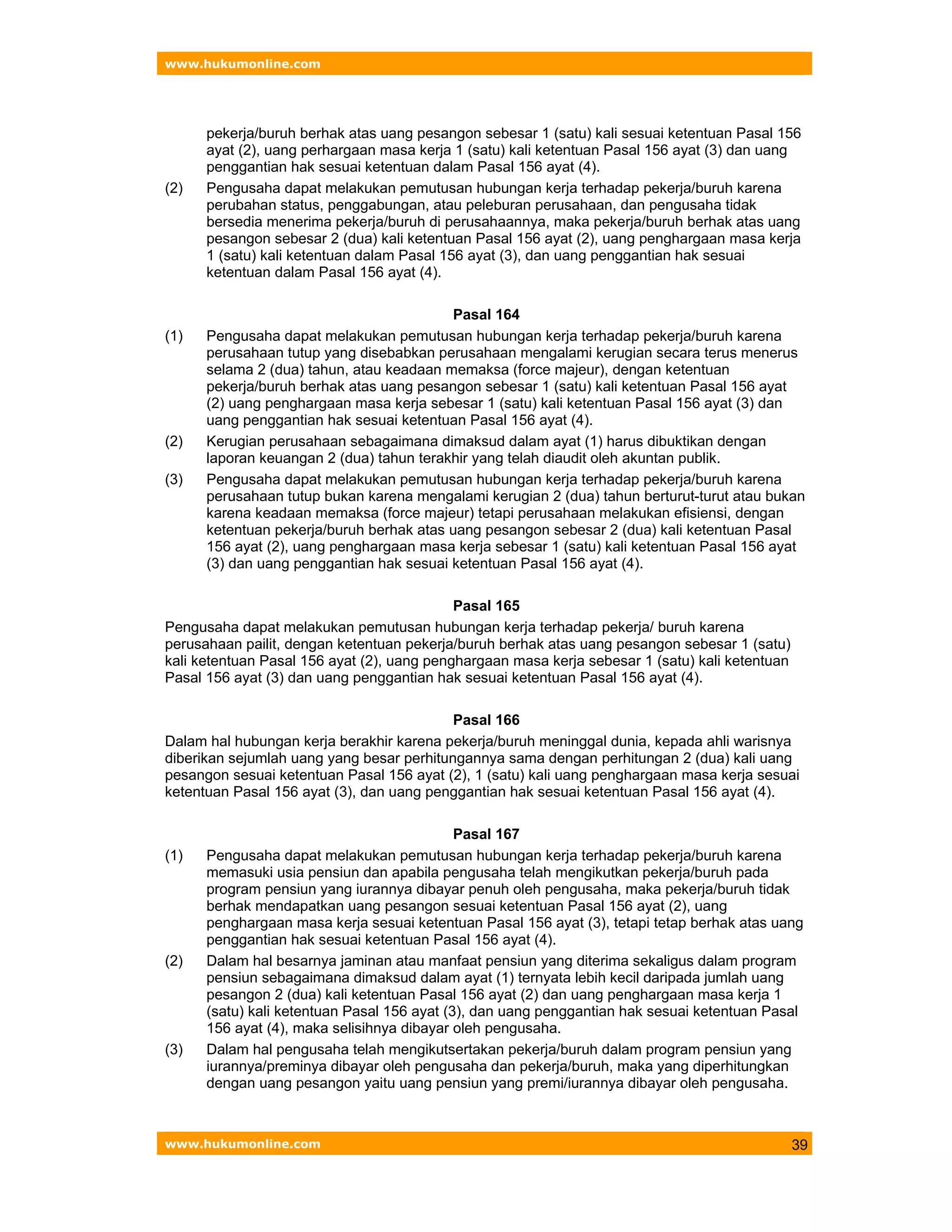 Uu no 13 tahun 2003 ketenagakerjaan | PDF