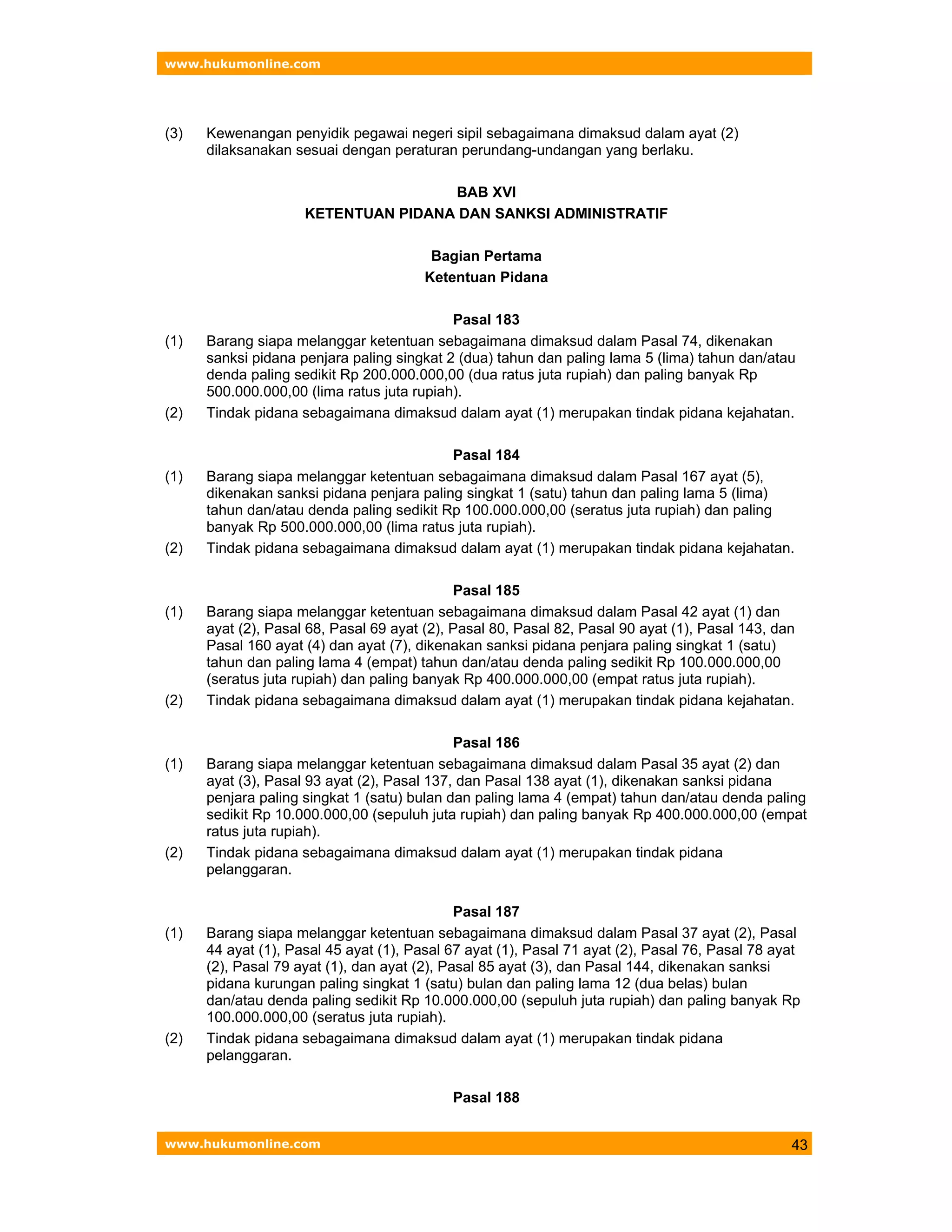 Uu no 13 tahun 2003 ketenagakerjaan | PDF