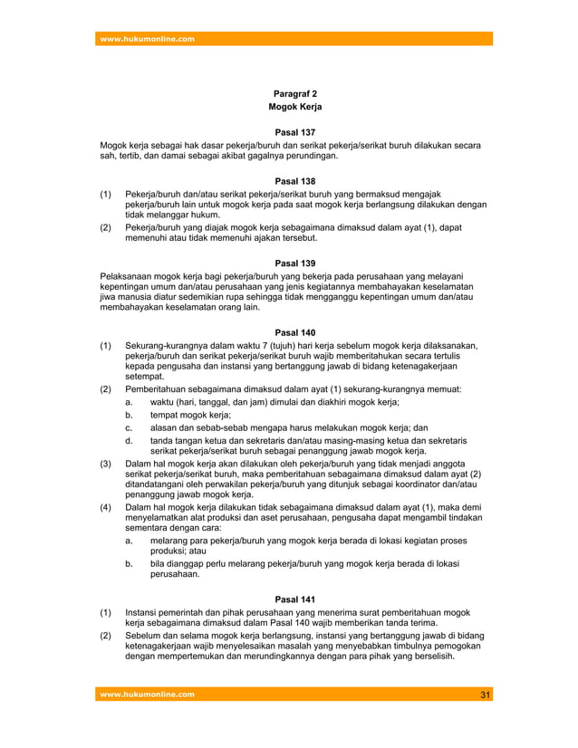 Uu no 13 tahun 2003 ketenagakerjaan | PDF