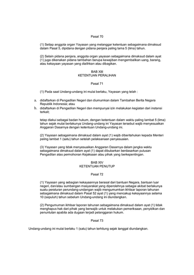 Uu no 16_th_2001 yayasan | PDF