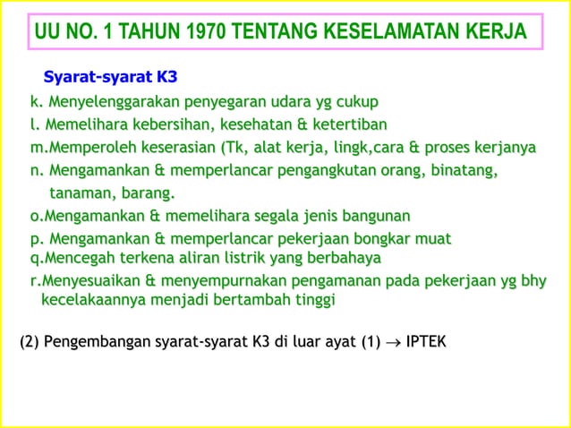 Materi UU Nomor 1 Tahun 1970 Tentang Keselamatan Kerja.ppt
