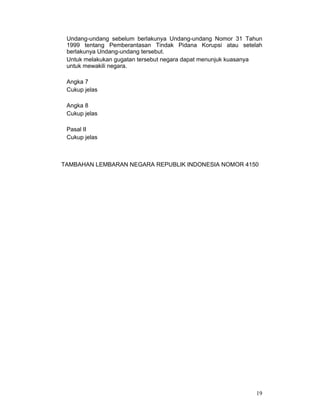 UU No 20 tahun 2001 ttg Pemberantasan Tipikor | PDF