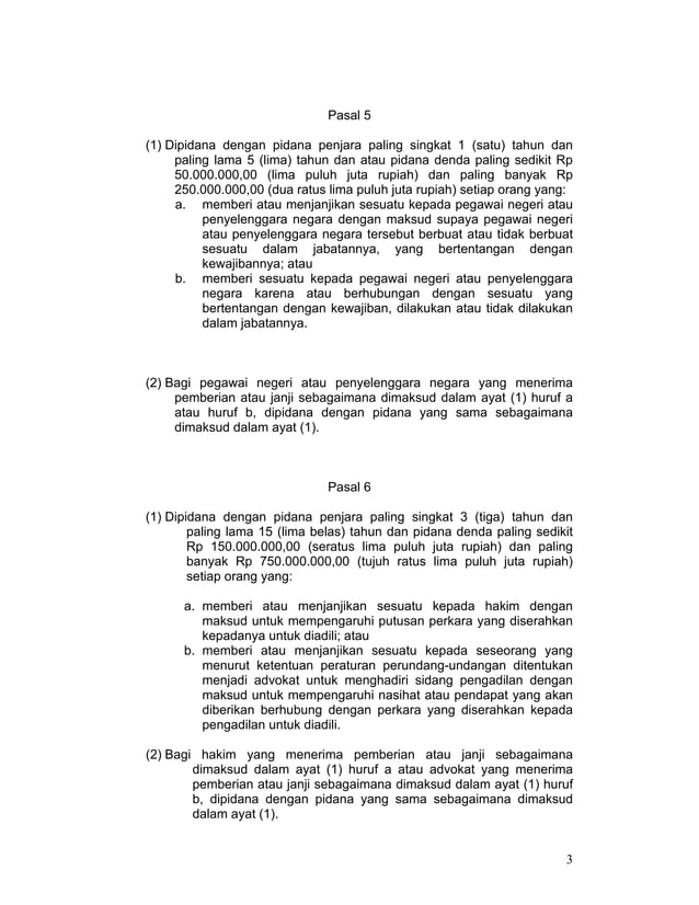 UU No 20 tahun 2001 ttg Pemberantasan Tipikor | PDF