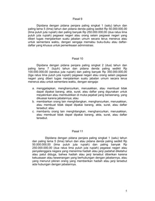 UU No 20 tahun 2001 ttg Pemberantasan Tipikor | PDF
