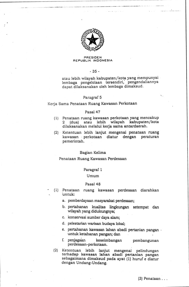 Uu no 26 tahun 2007 tentang ruang | PDF