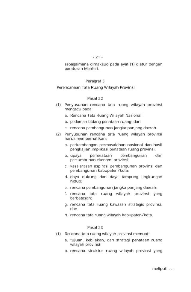 Undang-undang No. 26 Tahun 2007 tentang Penataan Ruang. | PDF