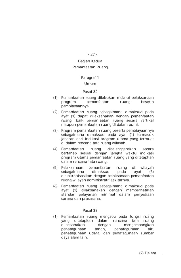 Undang-undang No. 26 Tahun 2007 tentang Penataan Ruang. | PDF