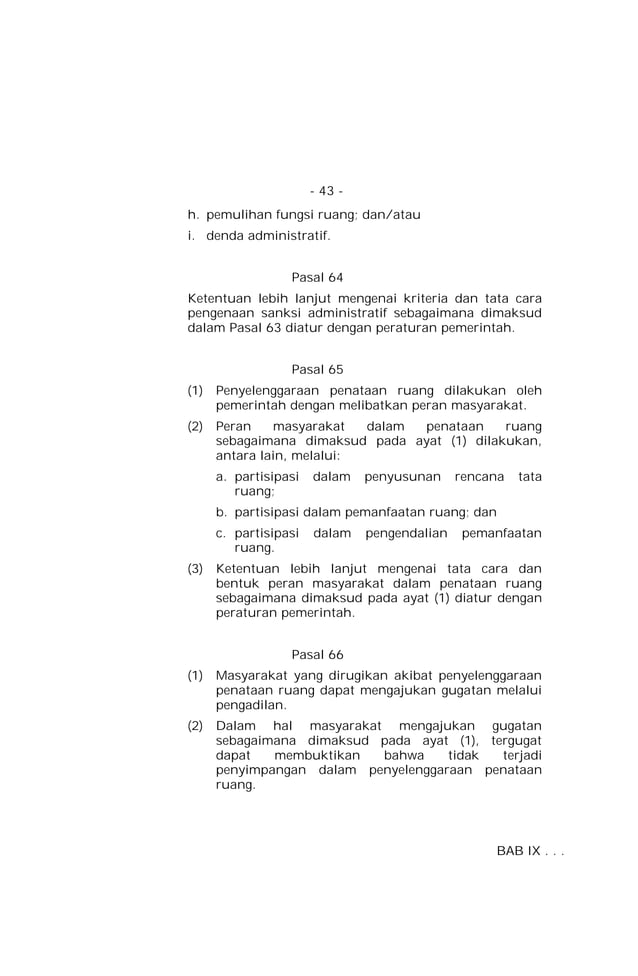 Undang-undang No. 26 Tahun 2007 tentang Penataan Ruang. | PDF