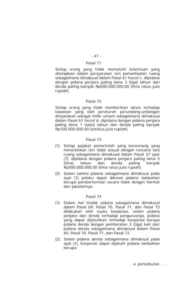 Undang-undang No. 26 Tahun 2007 tentang Penataan Ruang. | PDF