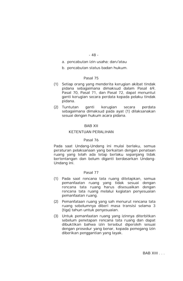 Undang-undang No. 26 Tahun 2007 tentang Penataan Ruang. | PDF