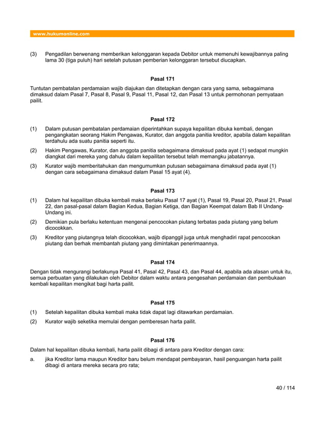 Uu no 37 tahun 2004 tentang kepailitan dan PKPU | PDF