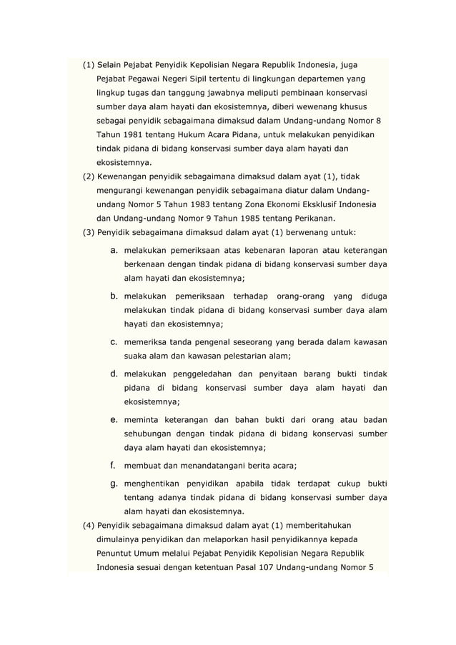 UU No 5 Tahun 1990 tentang Konservasi SDA Hayati dan Ekosistemnya | PDF