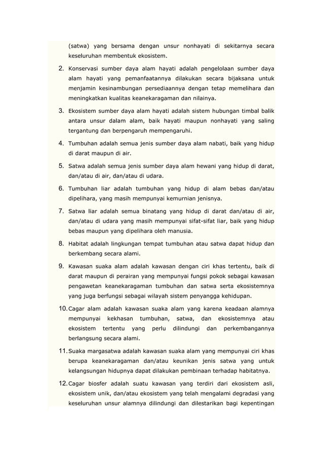 UU No 5 Tahun 1990 tentang Konservasi SDA Hayati dan Ekosistemnya | PDF