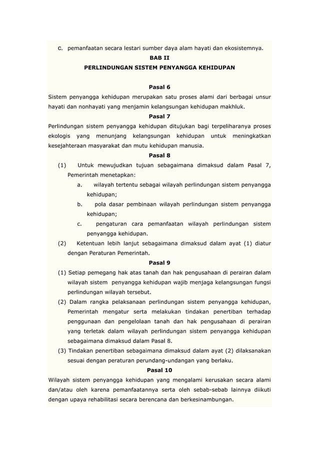UU No 5 Tahun 1990 tentang Konservasi SDA Hayati dan Ekosistemnya | PDF
