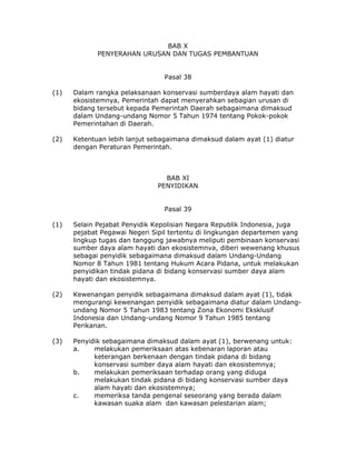 Uu no 5 tahun 1990 tentang konservasi | PDF