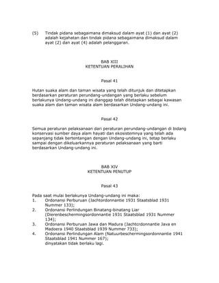 Uu no 5 tahun 1990 tentang konservasi | PDF