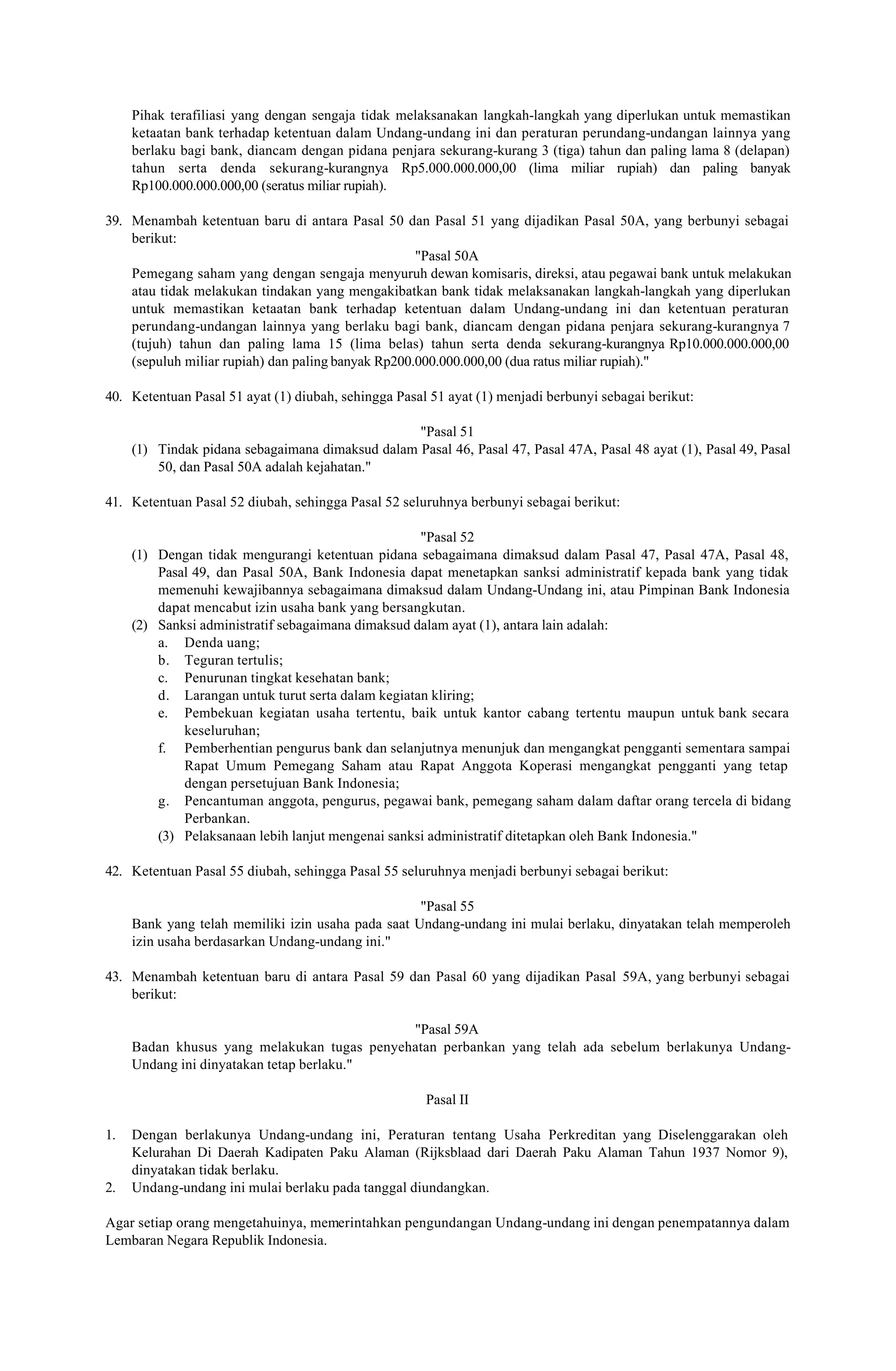 Uu nomor 10 tahun 1998 tentang perbankan | PDF