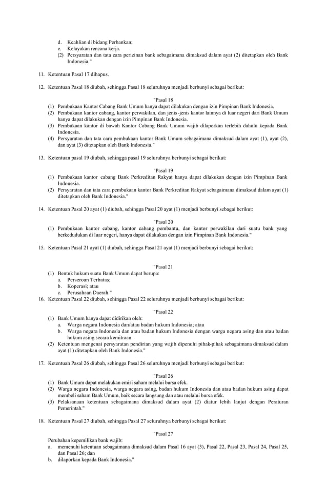 Uu nomor 10 tahun 1998 tentang perbankan | PDF