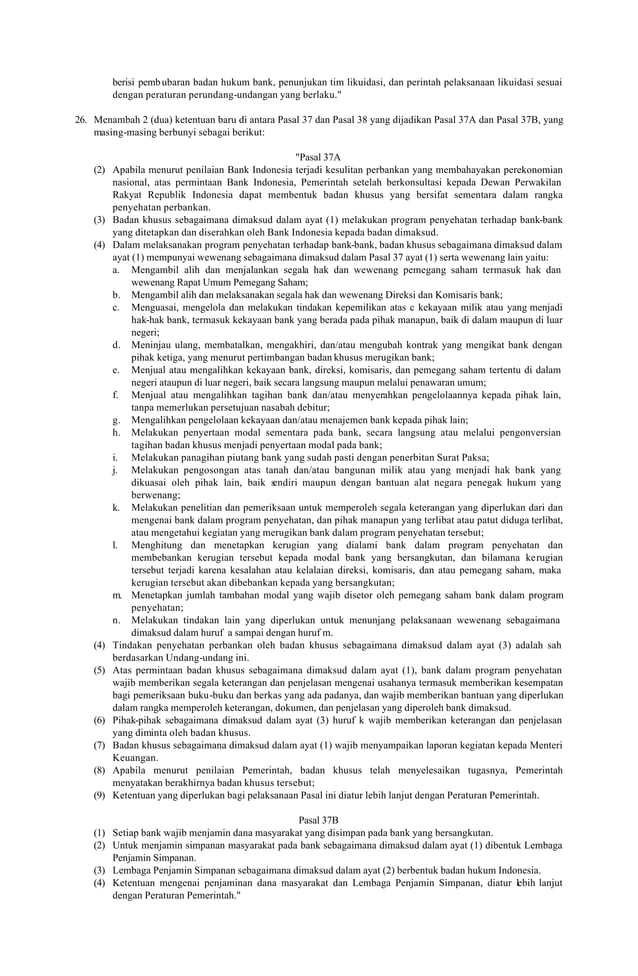 Uu nomor 10 tahun 1998 tentang perbankan | PDF