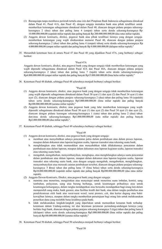 Uu nomor 10 tahun 1998 tentang perbankan | PDF